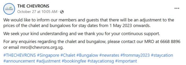 Chalets At The Chevrons Jurong East Will Cost Up To S$60 More From May 2023