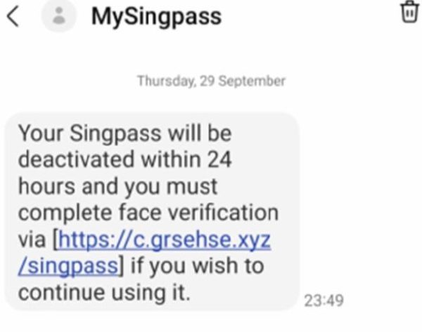 Scammers Now Trying To Get Singpass Details Via SMS, Police Warn Public ...