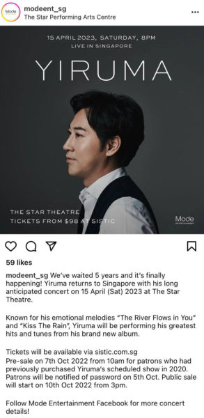 Yiruma To Perform At The Star Theatre S'pore, Ticket Pre-Sales Start From 7 Oct