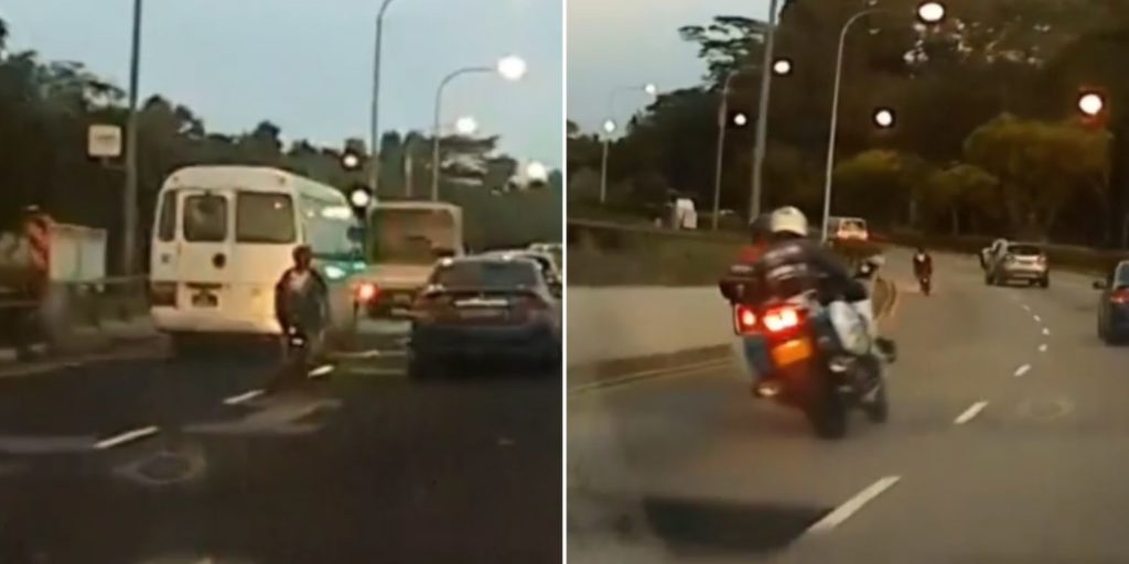 E-Bike Rider Cuts Across Mandai Road Lanes To Evade Traffic Police ...