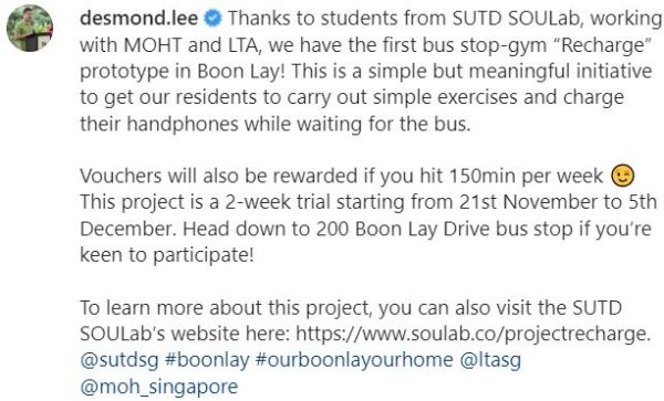 Boon Lay Bus Stop Lets You Exercise To Charge Your Phone, Participants ...