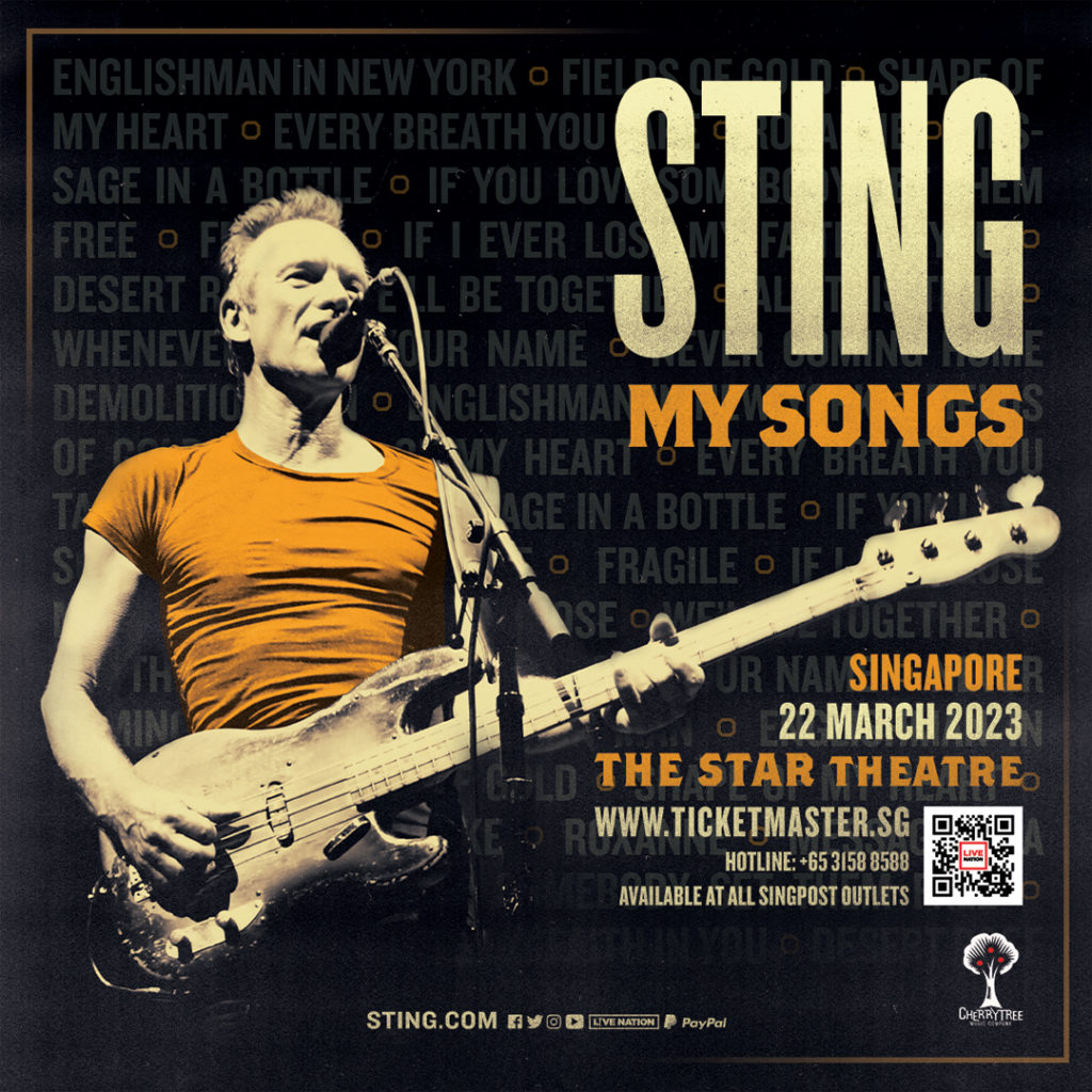 Sting To Perform In S'pore On 22 Mar 2023, General Ticket Sales ...