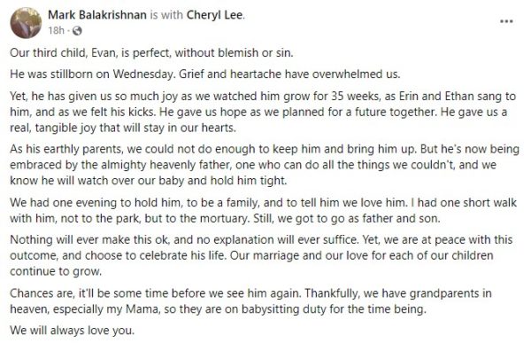 Vivian Balakrishnan's Grandchild Is Stillborn, Minister Shares Sad Post ...