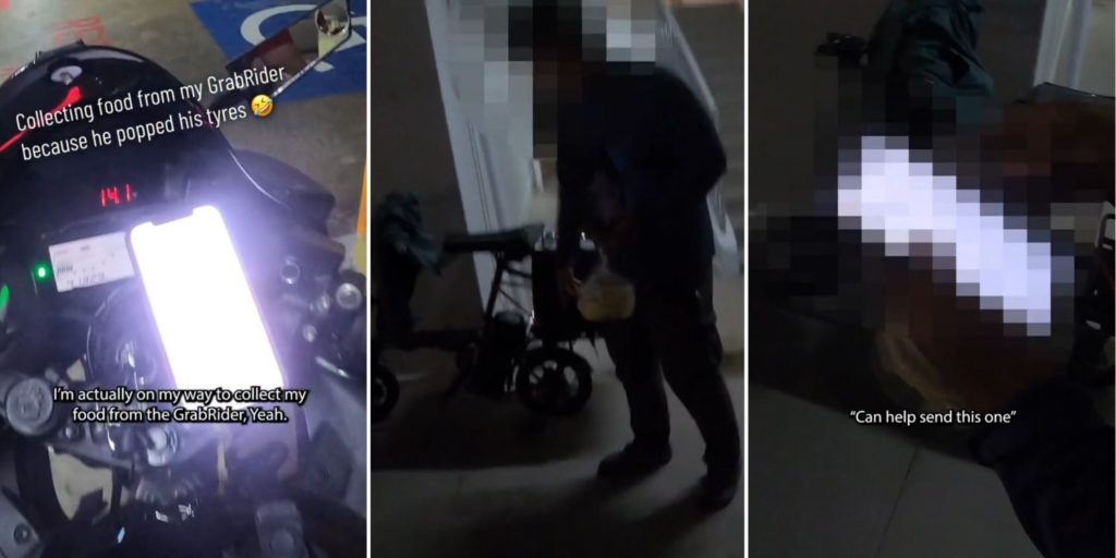S’pore GrabFood Rider Stranded After Bike Tyre Pops, Customer Goes To ...