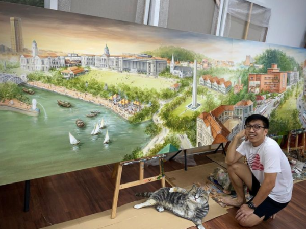 S'porean Artist Finishes 60m Painting Of Old S'pore, Was 1.5 Years In ...