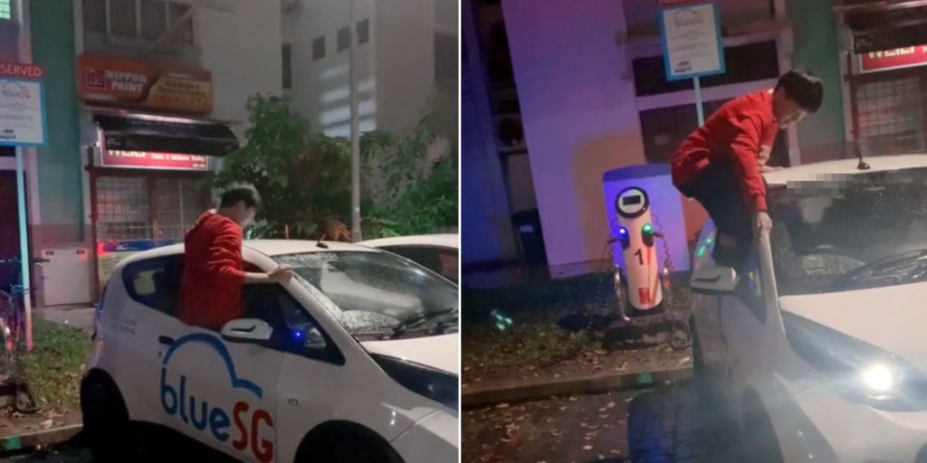 BlueSG Users Stuck In Vehicle During CNY, They Climb Out Of Windows To Exit