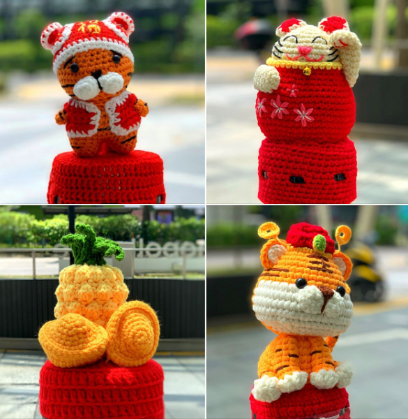 Adorable Crochet Handicrafts Adorn Bollards In One-North, Spreading CNY ...