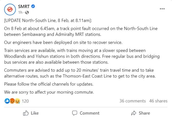 North-South Line MRT Services Disrupted For 6 Hours Due To Track Point ...