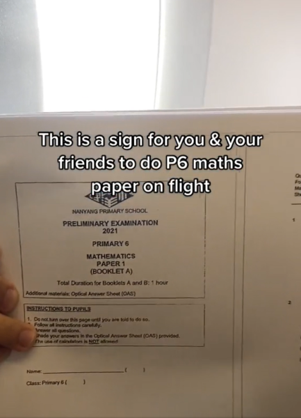 Friends Complete S'pore P6 Math Paper To Kill Time On Flight, Reminisce ...