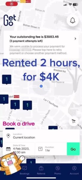 GetGo Customer Charged S$4K Bill After Travelling For 4 Hours, Company Says It Was A Technical Issue