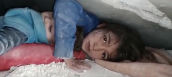 Girl Shields Brother From Earthquake Debris In Syria, Gets Pulled To Safety