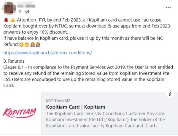 Kopitiam Card Valid For Use Till 30 Jun, Refund Of Stored Value ...