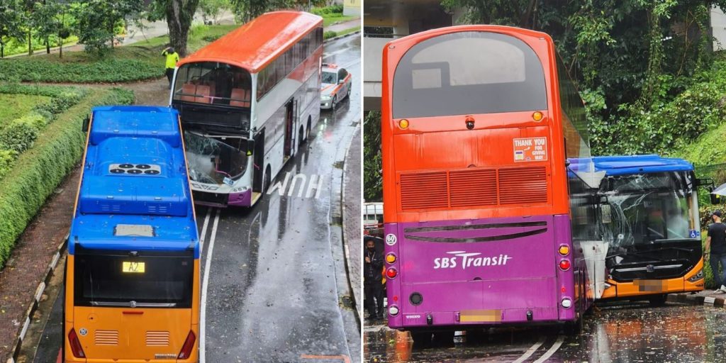 NUS & SBS Buses Crash Head-On Along Campus Route, 3 People Conveyed To ...