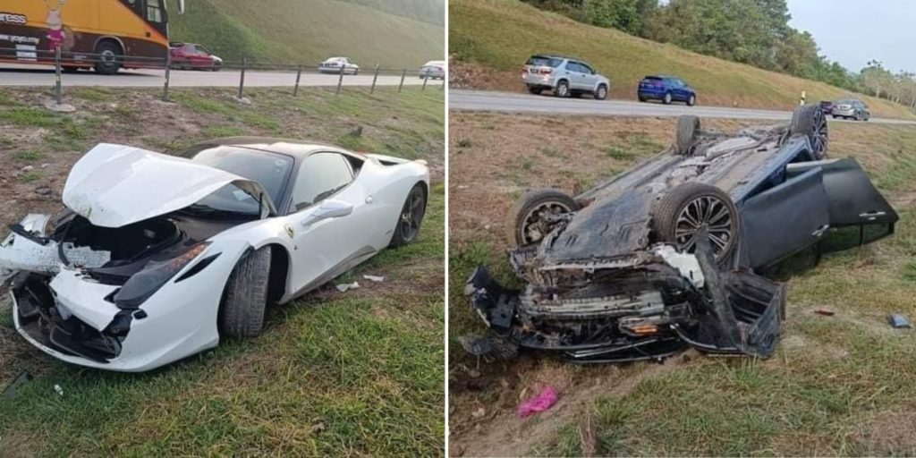 S'pore-Registered Ferrari Crashes Into Car In Johor Causing Latter To ...