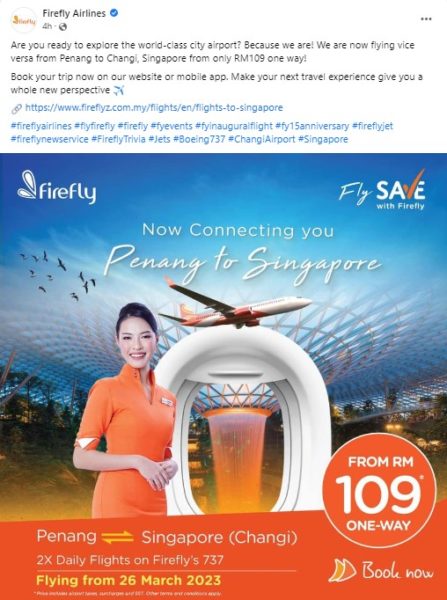Firefly Airlines Will Offer Direct Flights From Changi Airport To Penang, Tickets Already Available