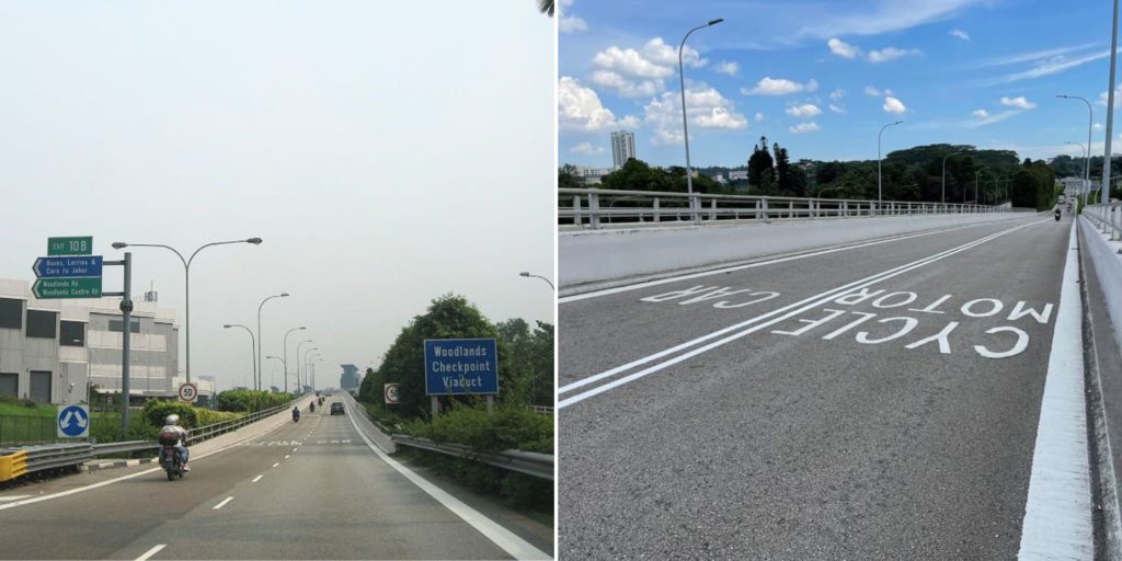 Viaduct To Woodlands Checkpoint Now Has Double White Lines So Motorists ...