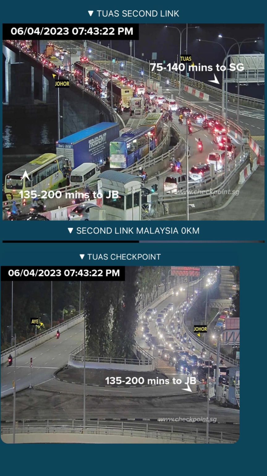 Massive Jams At S'pore Checkpoints On Good Friday Long Weekend ...