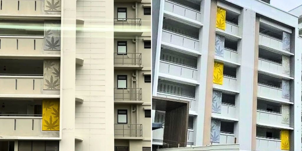 'Cannabis' Patterns Seen On Woodleigh HDB Block Are Actually Maple Leaves