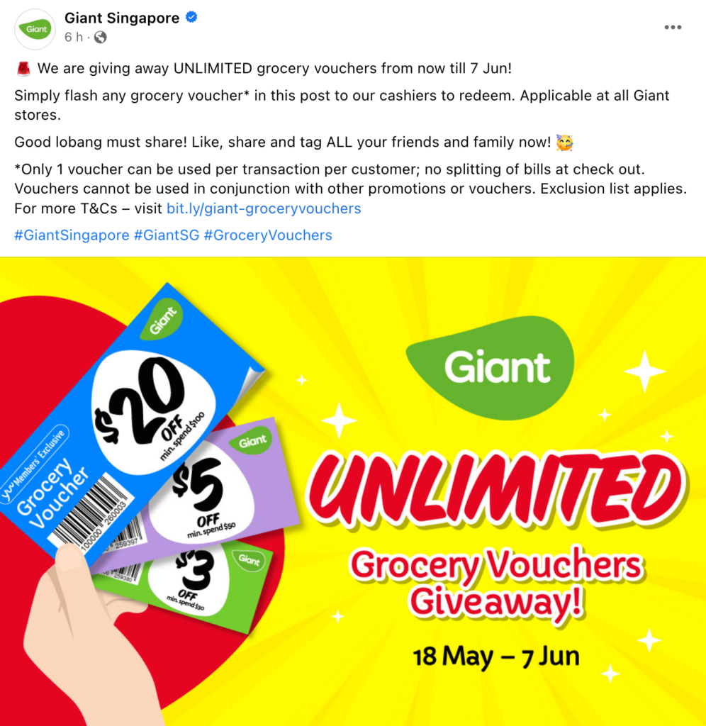 GIANT giving away unlimited vouchers!!!! Huat arghhhhh ...