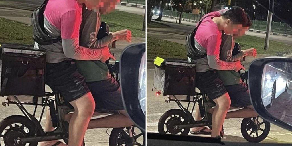 S'pore GrabFood & Foodpanda Riders Sit On Same Bike, Bromance Amuses ...