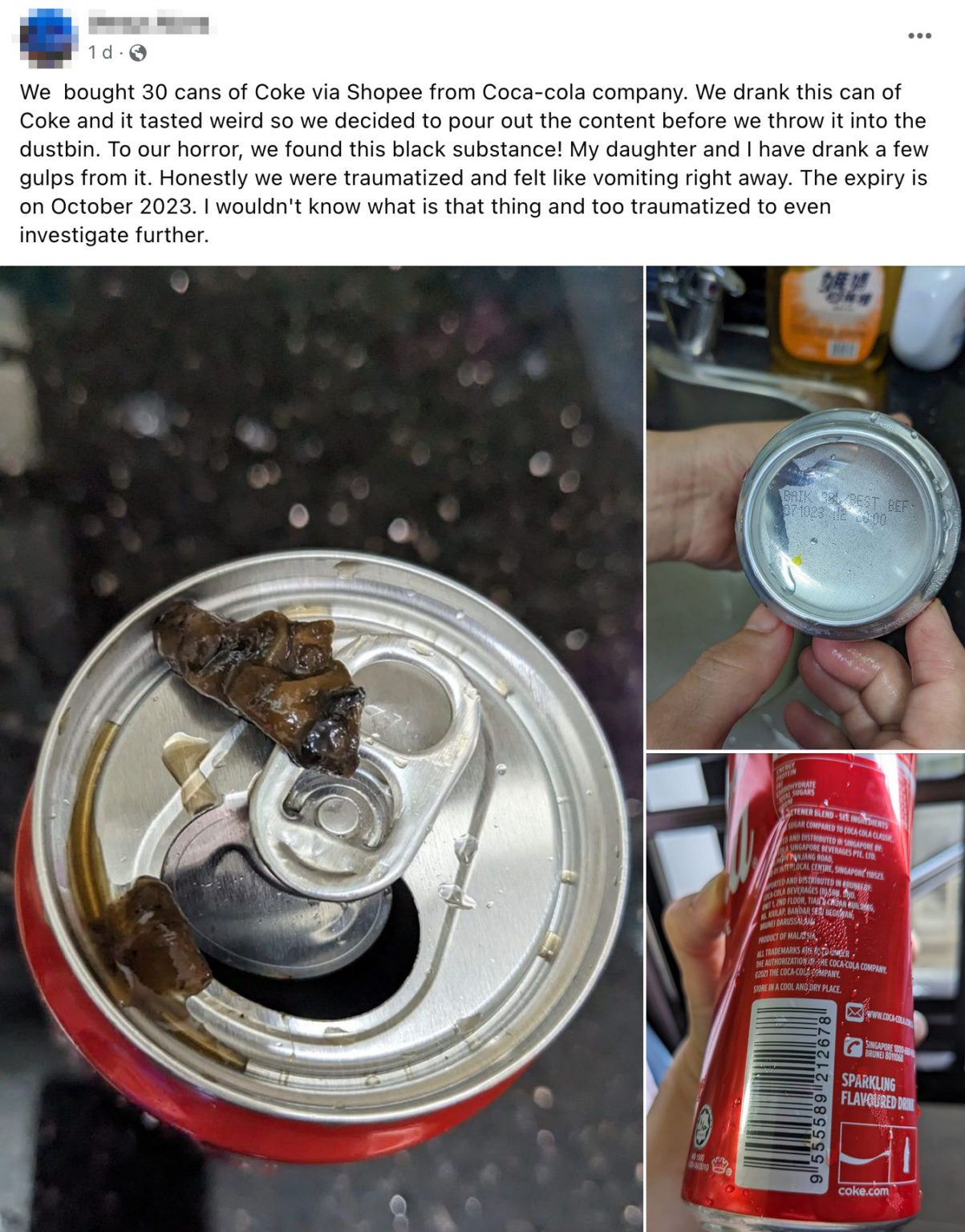 Customer Allegedly Finds 'Black Substance' Inside Canned Drink From ...