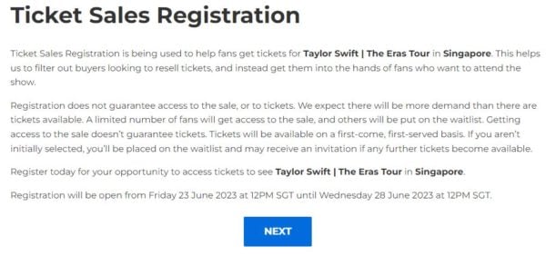 Taylor Swift S’pore Concert Tickets Access Code Only Sent To Select ...