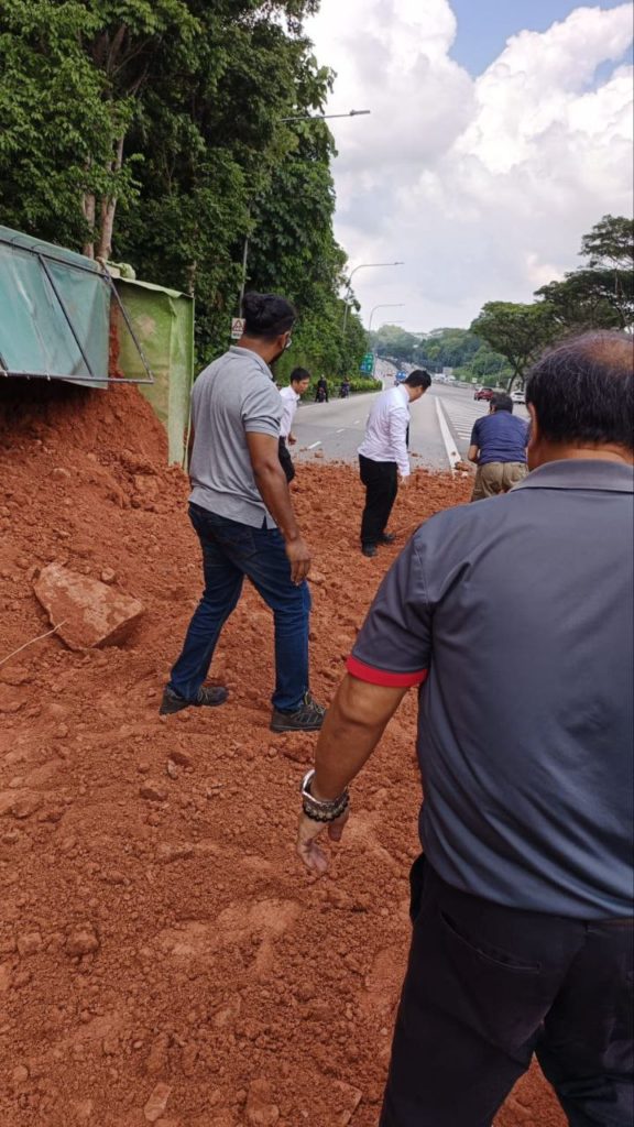 Tipper Truck Topples & Spills Dirt At SLE Exit, 1 Person Conveyed To ...