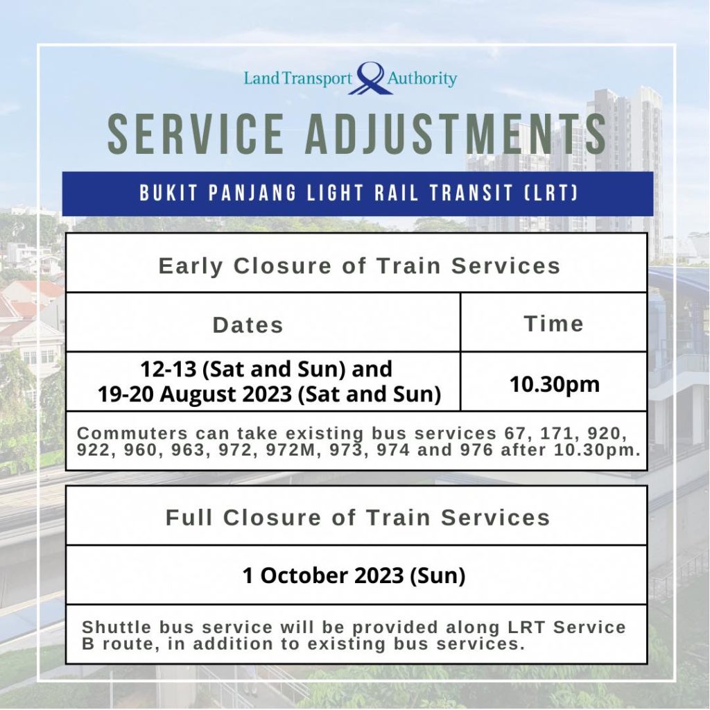 Bukit Panjang LRT Service Hours Reduced In August, Line Will ...