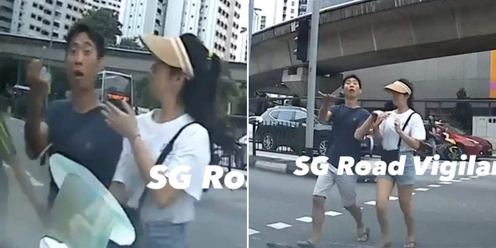 Pedestrian Points Middle Finger At Driver After Dashing Across Road ...