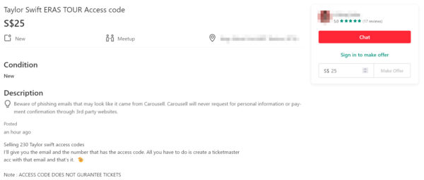 Taylor Swift Presale Tickets Resold On Carousell, Queue Numbers ...