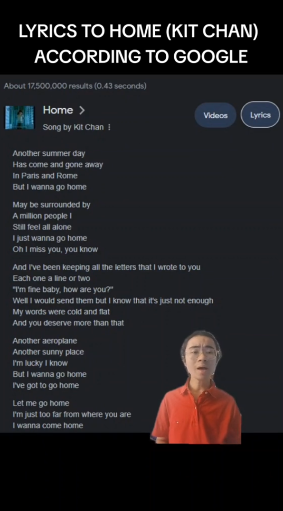 Google Shows Michael Bublé's Lyrics For Kit Chan's 'Home', Busker Sings ...