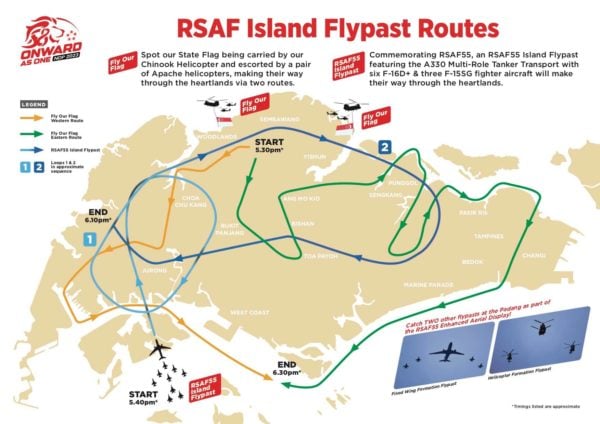 RSAF Flypast Will Include Fighter Jets & State Flag Flying Over Areas ...