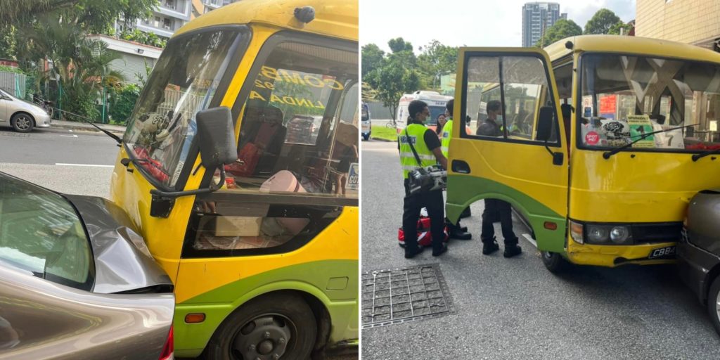 S’pore Minibus Carrying 13 Kids Nearly Runs Over Cyclist, No Driver ...
