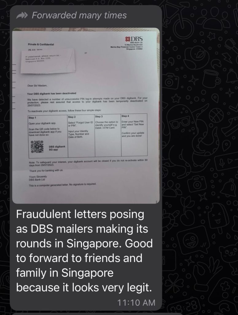 DBS Letter Flagged As Fraudulent Is Actually Legit, Public Urged Not To ...