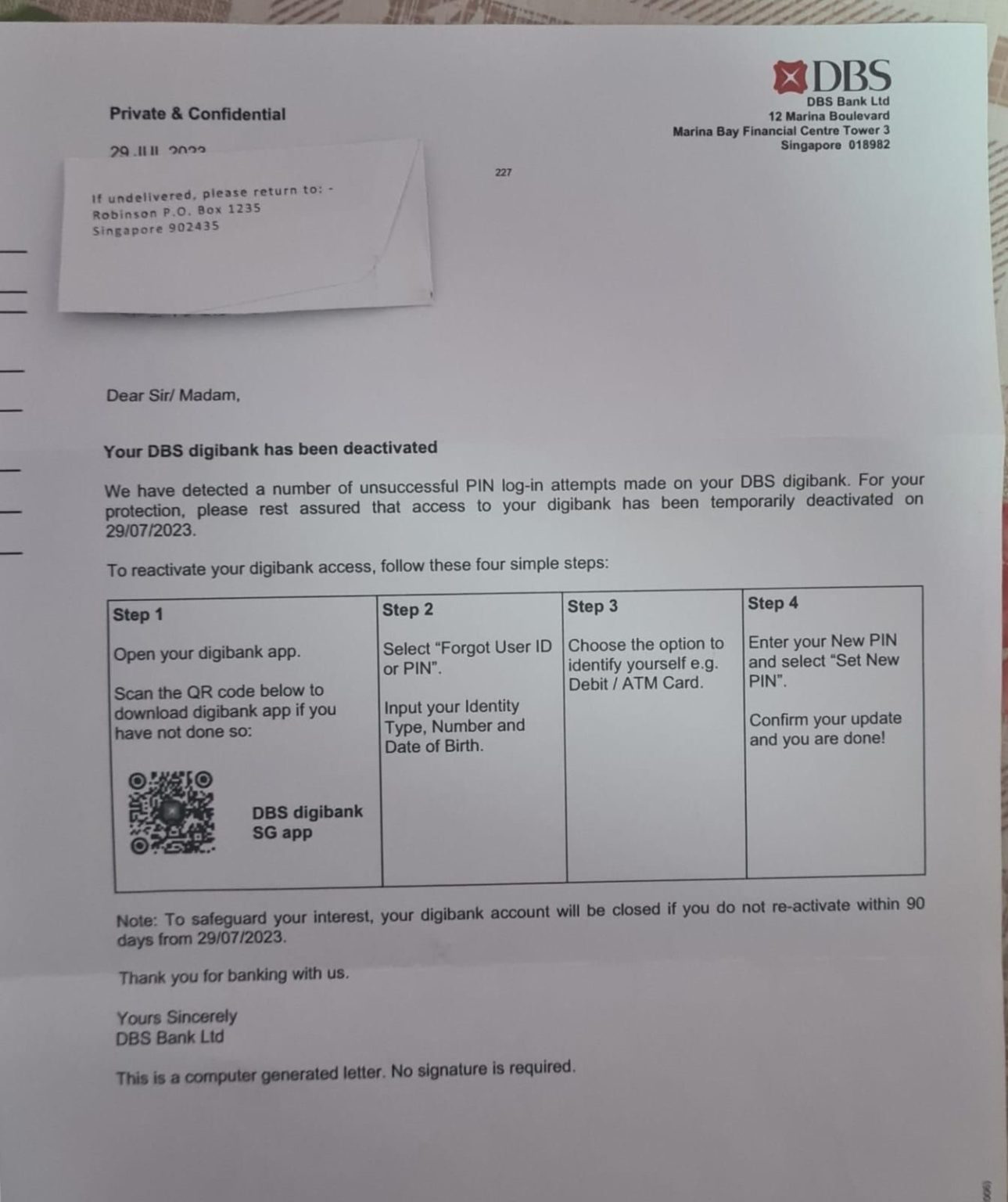 DBS Letter Flagged As Fraudulent Is Actually Legit, Public Urged Not To ...