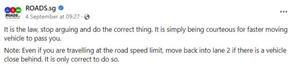 Right-Most Lane On S’pore Roads Only For Overtaking, Don’t Drive There ...