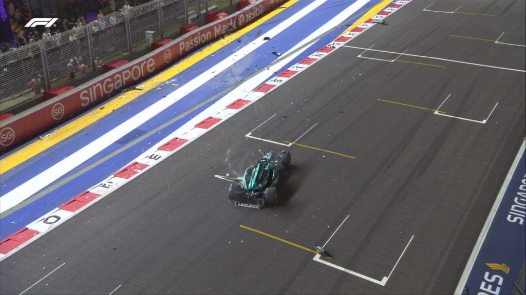 F1 Driver Lance Stroll Crashes During S'pore Qualifying Race, Climbs ...