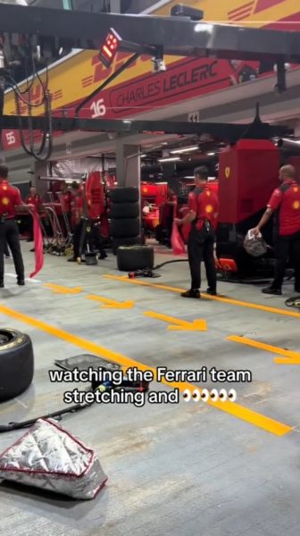 Ferrari Team Mechanic Stretches & Low-Key Flexes Muscles At F1 Paddock ...