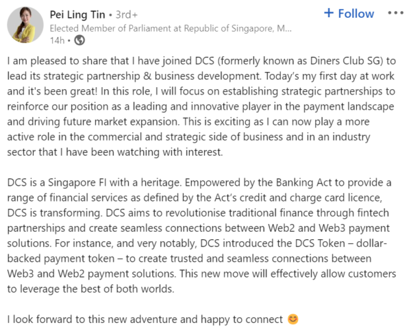 Tin Pei Ling Joins DCS Card Centre As Managing Director, Will Work On ...