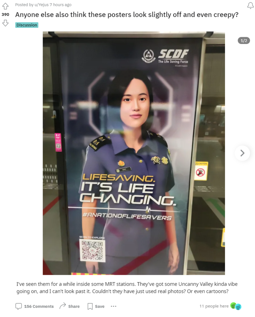 Redditors Say Lifelike SCDF Posters At Kent Ridge MRT Station Look Creepy, Have 'Uncanny Valley ...