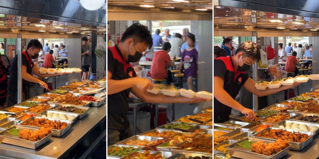 S’pore Cai Fan Hawker Balances 4 Takeaway Boxes Like A Pro While ...