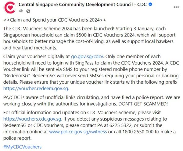 Scam SMS With Links To Redeem CDC Vouchers Circulating, Verify Before ...