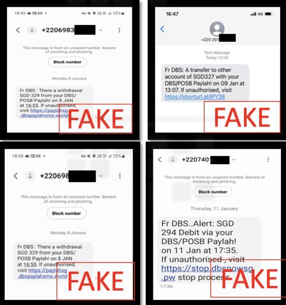 219 Victims Lost S$446K In Jan To Scam SMSes, Banks Won’t Send Clickable Links: DBS