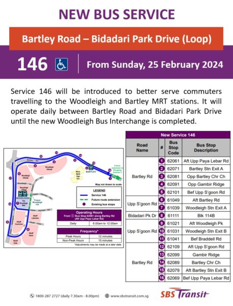 New SBS Bus Service 146 Will Take Commuters From Bidadari To Woodleigh ...