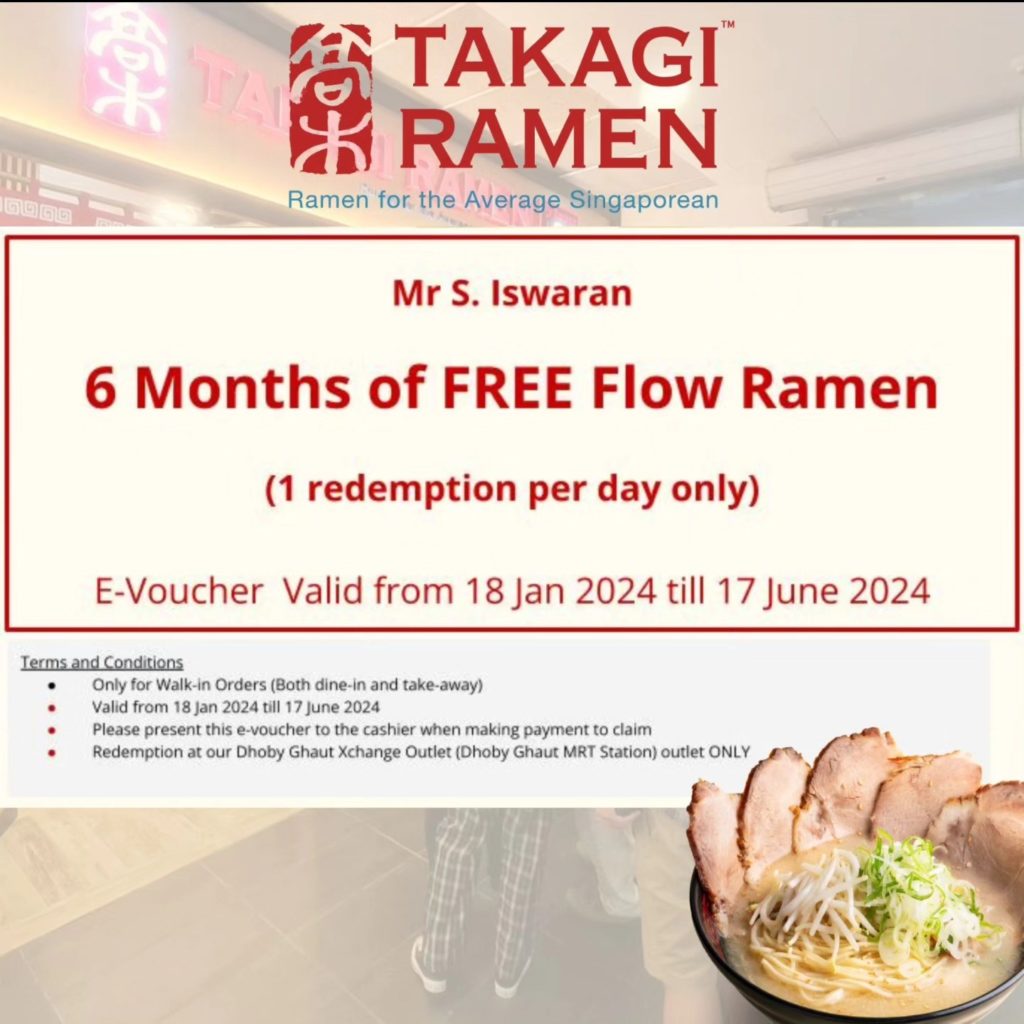 Takagi Ramen Offers Iswaran Free Ramen For 6 Months, Thanks Him For ...