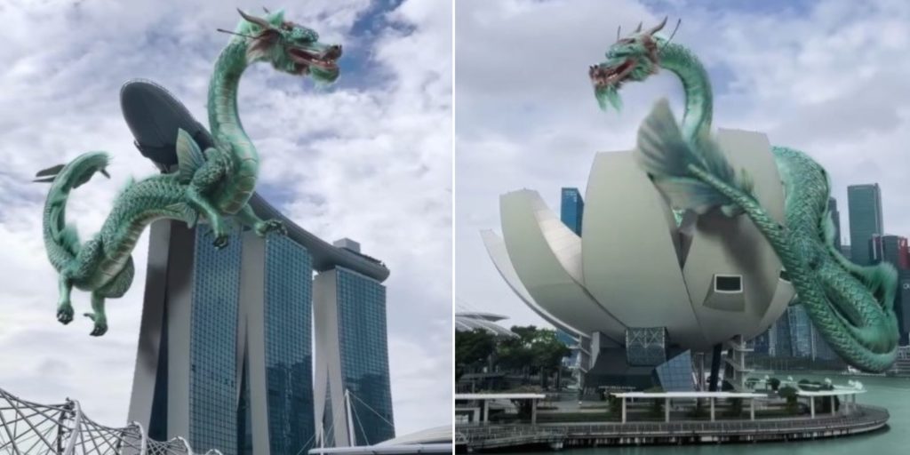 MBS Dragon Animation Looks Realistic As It Circles Hotel & ArtScience ...