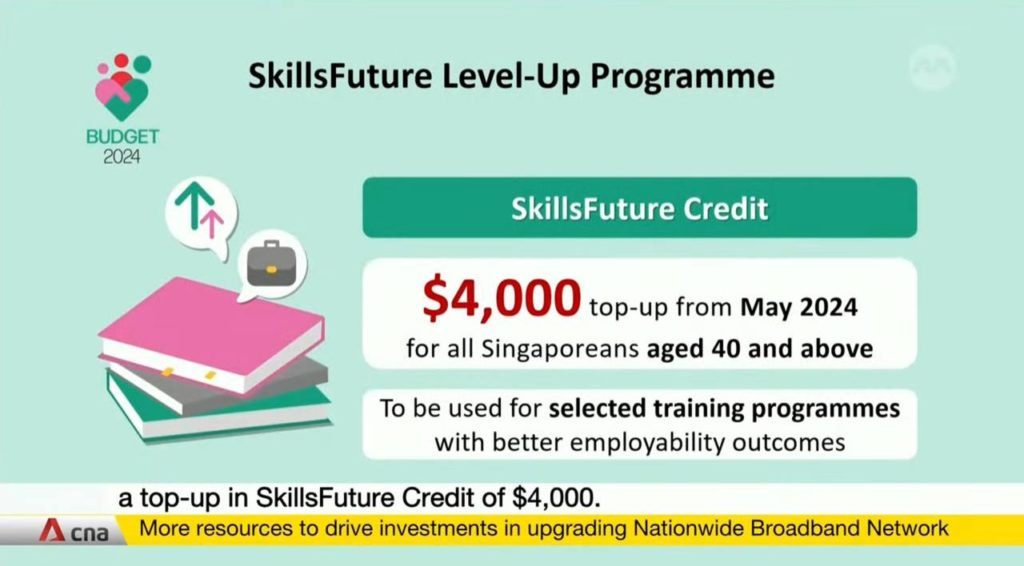 Budget 2024: S$4,000 SkillsFuture top-up in May for S'poreans 40 years old & above