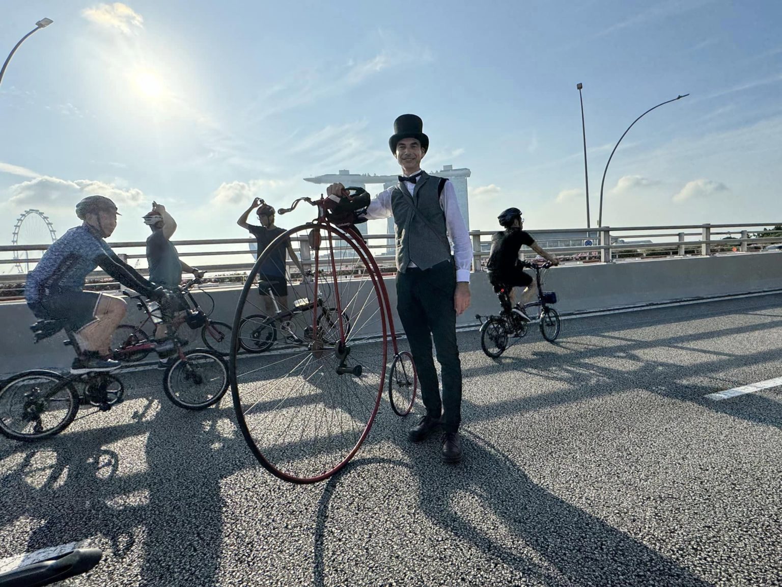 Man rides penny farthing during Car-Free Sunday 2024 in S’pore ...
