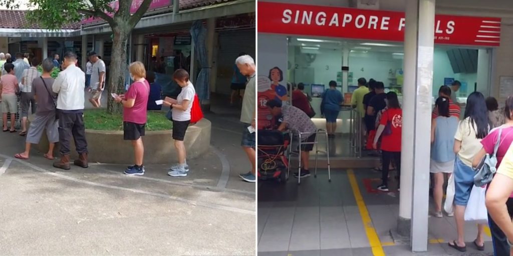 Snaking queue forms outside Jurong West S'pore Pools outlet ahead of S ...