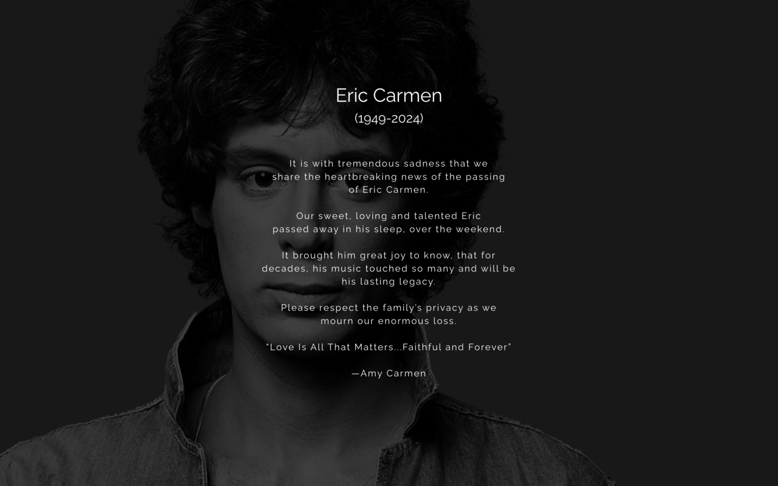 'All By Myself' singer & former Raspberries frontman Eric Carmen dies ...
